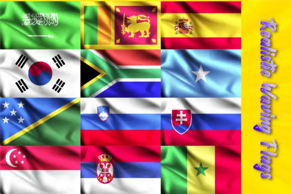 Realistic Waving 97 Country Flags Free Download