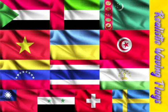 Realistic Waving 97 Country Flags Free Download