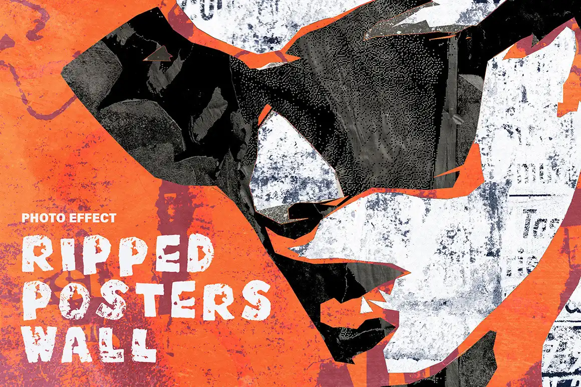 Ripped Posters Wall Photo Effect Free Download