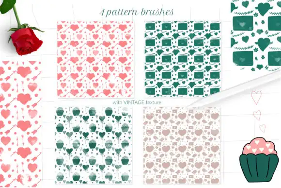 Valentines Stamps for Procreate, Heart - Brushes Pack