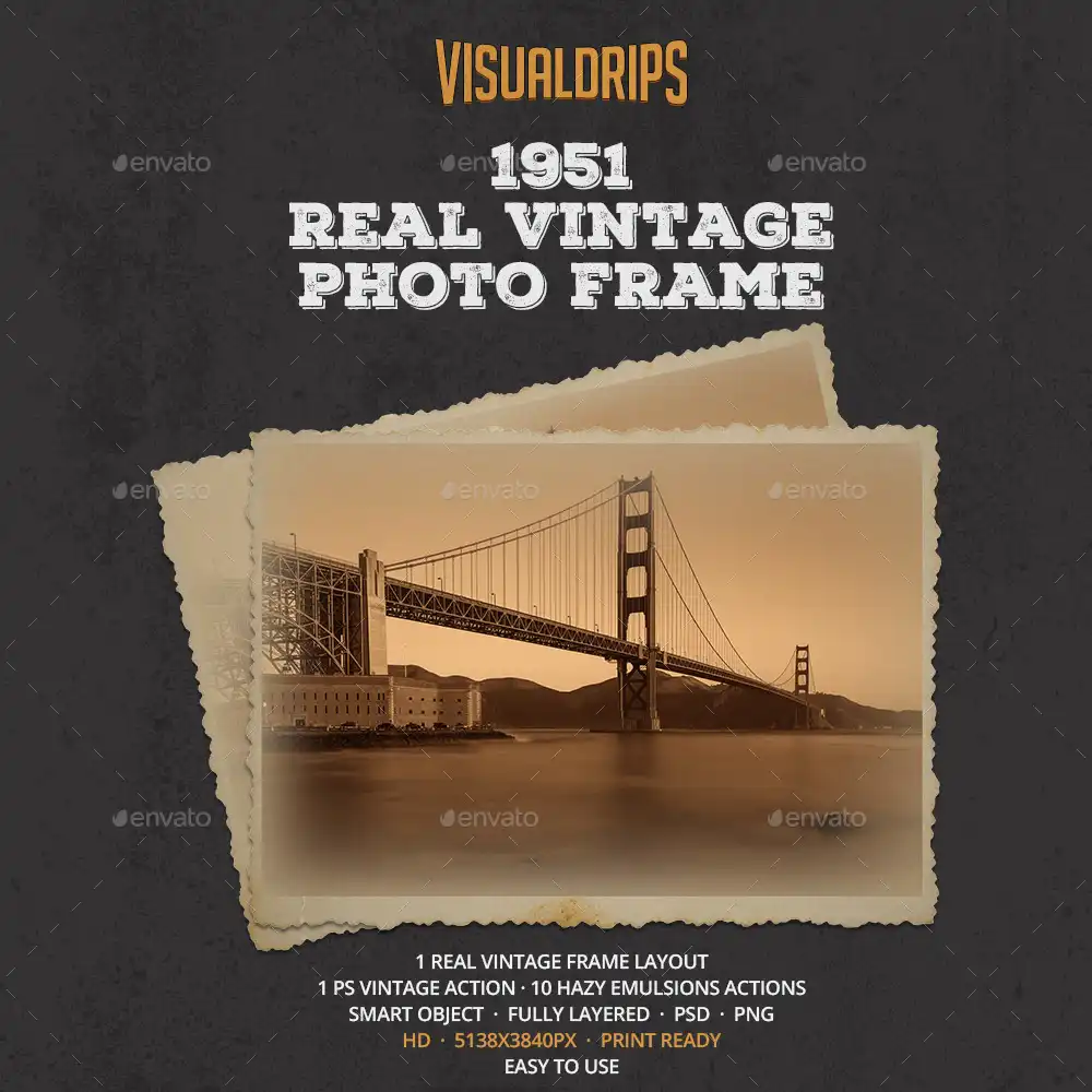 1951 Vintage Frame Photoshop Template Free Download