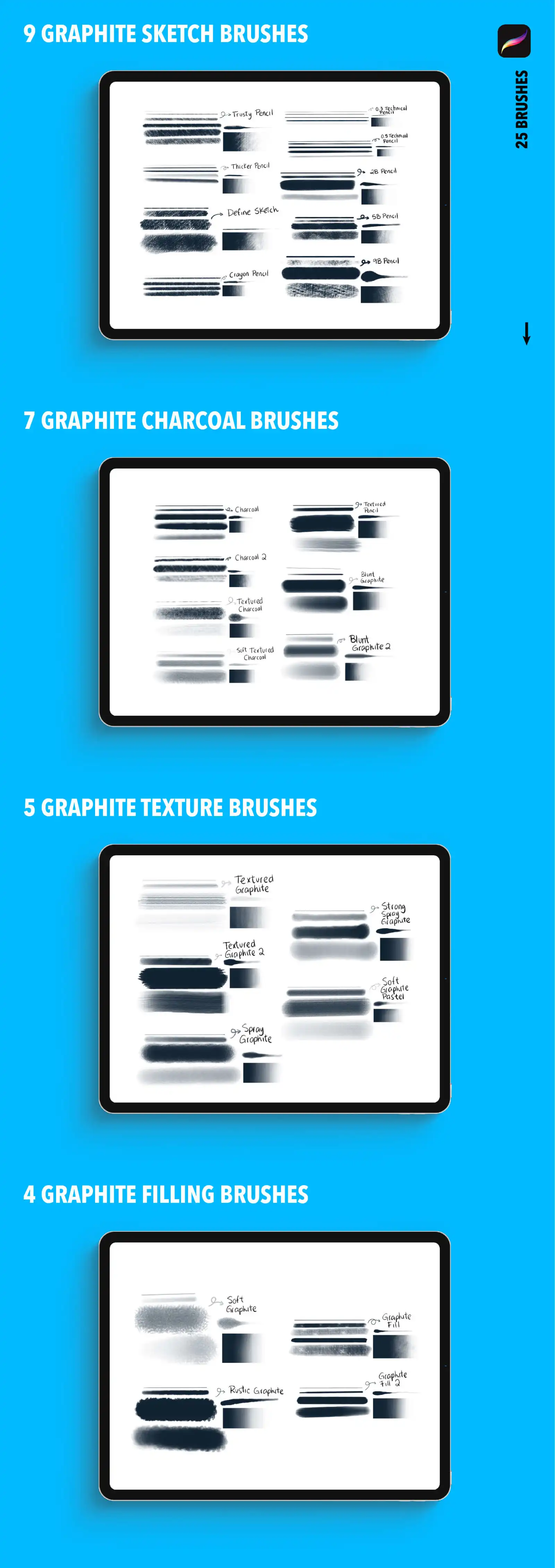 25 Graphite & Charcoal Procreate Brushes for Portraits Free Download