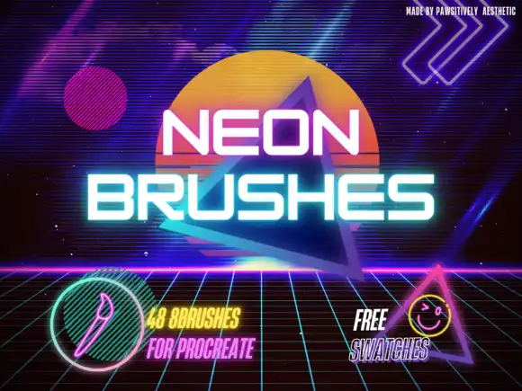 48 Neon Brushes for Procreate Free Download