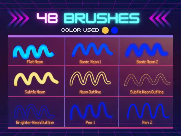 48 Neon Brushes for Procreate | BrushesPack