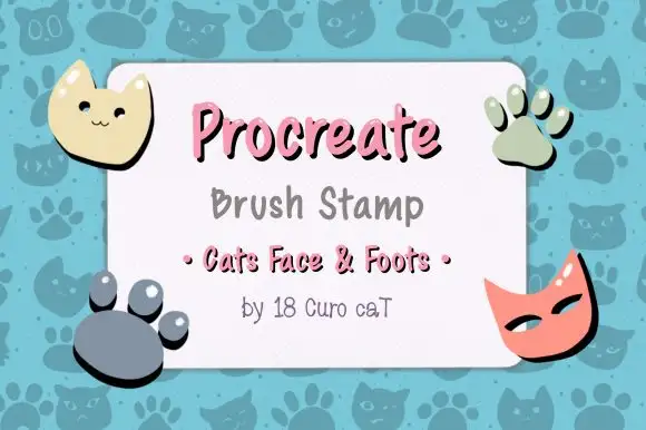 Procreate Brush Stamp Cats Face Foots - Free Download