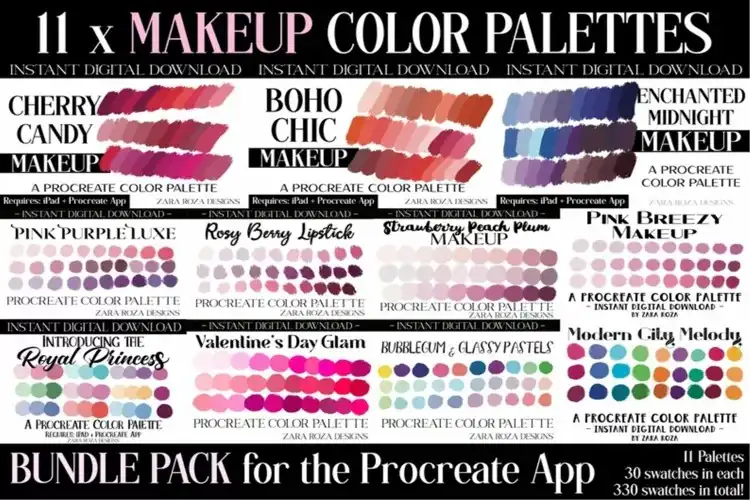 BIG BUNDLE Makeup 11 x Color Palette Portrait Art Pack Free Download
