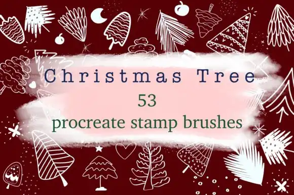 Christmas Tree Procreate Stamp Brushes - Free Download