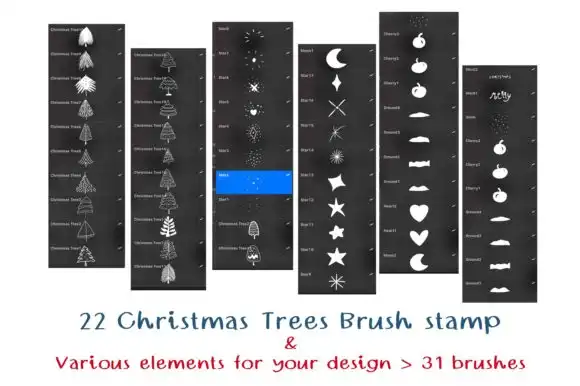 Christmas Tree Procreate Stamp Brushes Free Download