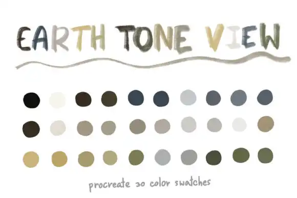 Earth Tone View Procreate color palettes - Brushes Pack
