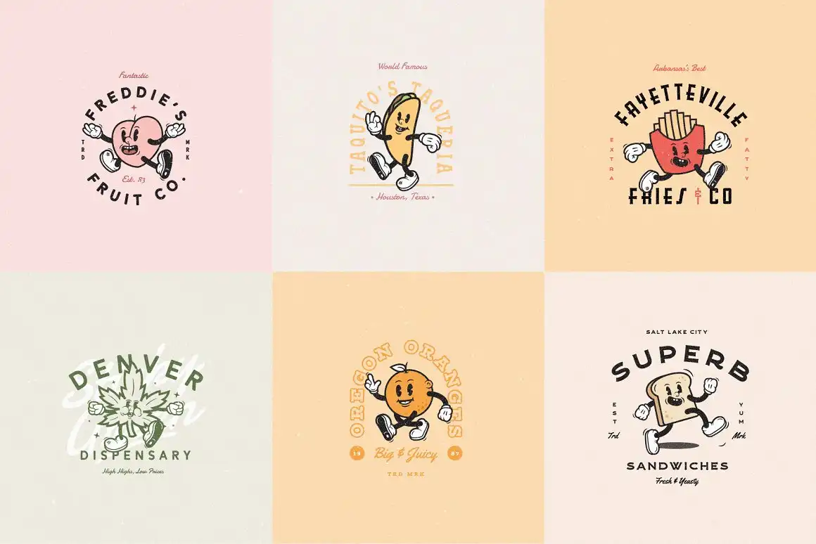 Food Friends Vintage Logos & Mascots Free Download