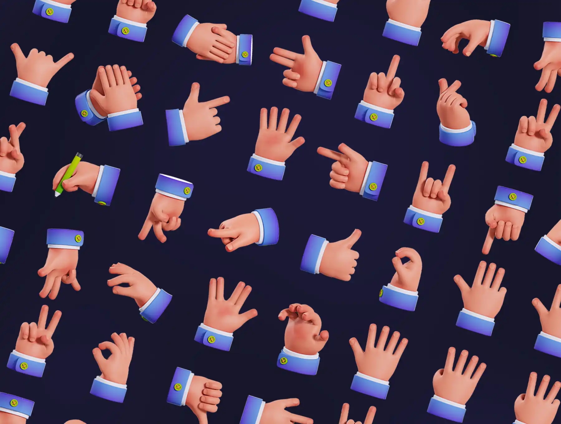 Hand Gestures 3D Illustration - Brushes Pack