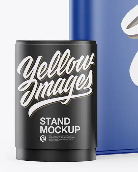 Matte Spring Pop-up Stand Mockup - Front View - Brushes Pack
