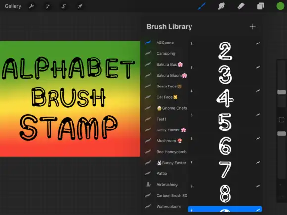 Procreate brush stamp ABC Alphabet fonts Free Download