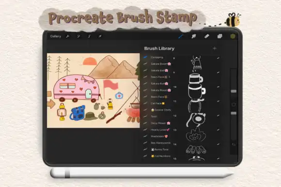 Procreate brush stamp doodle camping - Brushes Pack