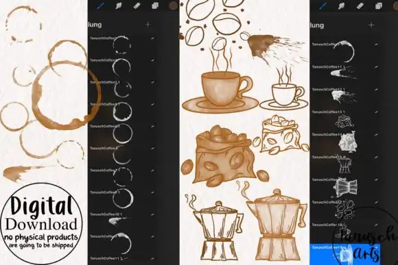 Procreate COFFEE Brush Stamps Set Free Download
