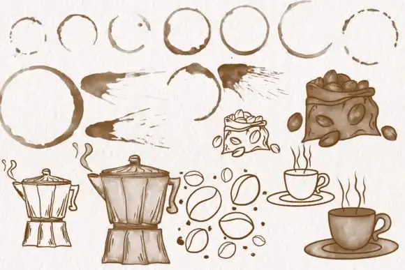 Procreate COFFEE Brush Stamps Set Free Download