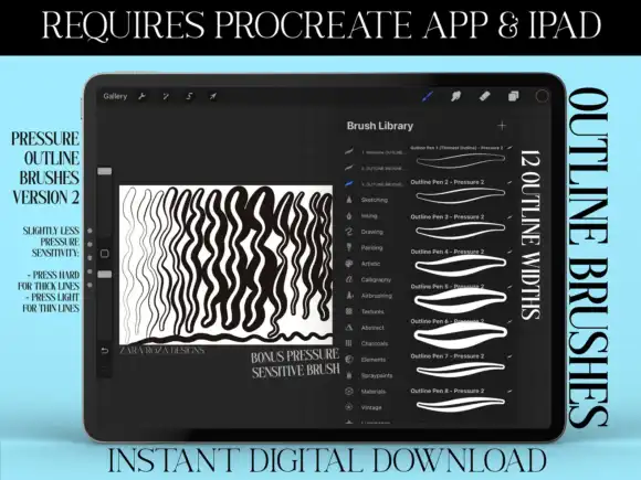 Procreate Outline Brush Set Bundle - Free Download