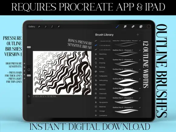 Procreate Outline Brush Set Bundle - Free Download