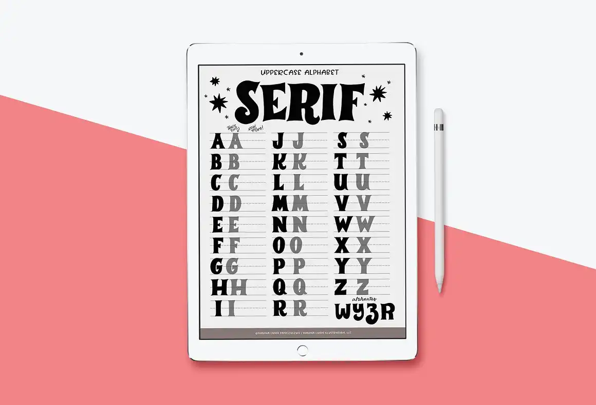 Serif Lettering Worksheet Free Download