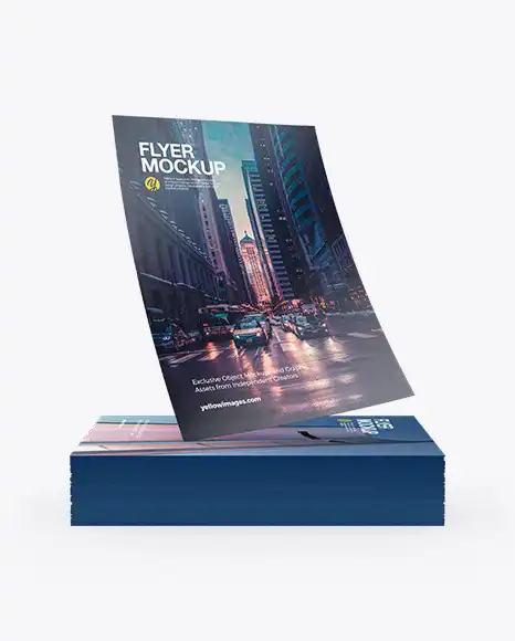 Stack of Matte A5 Flyers Mockup - Brushes Pack