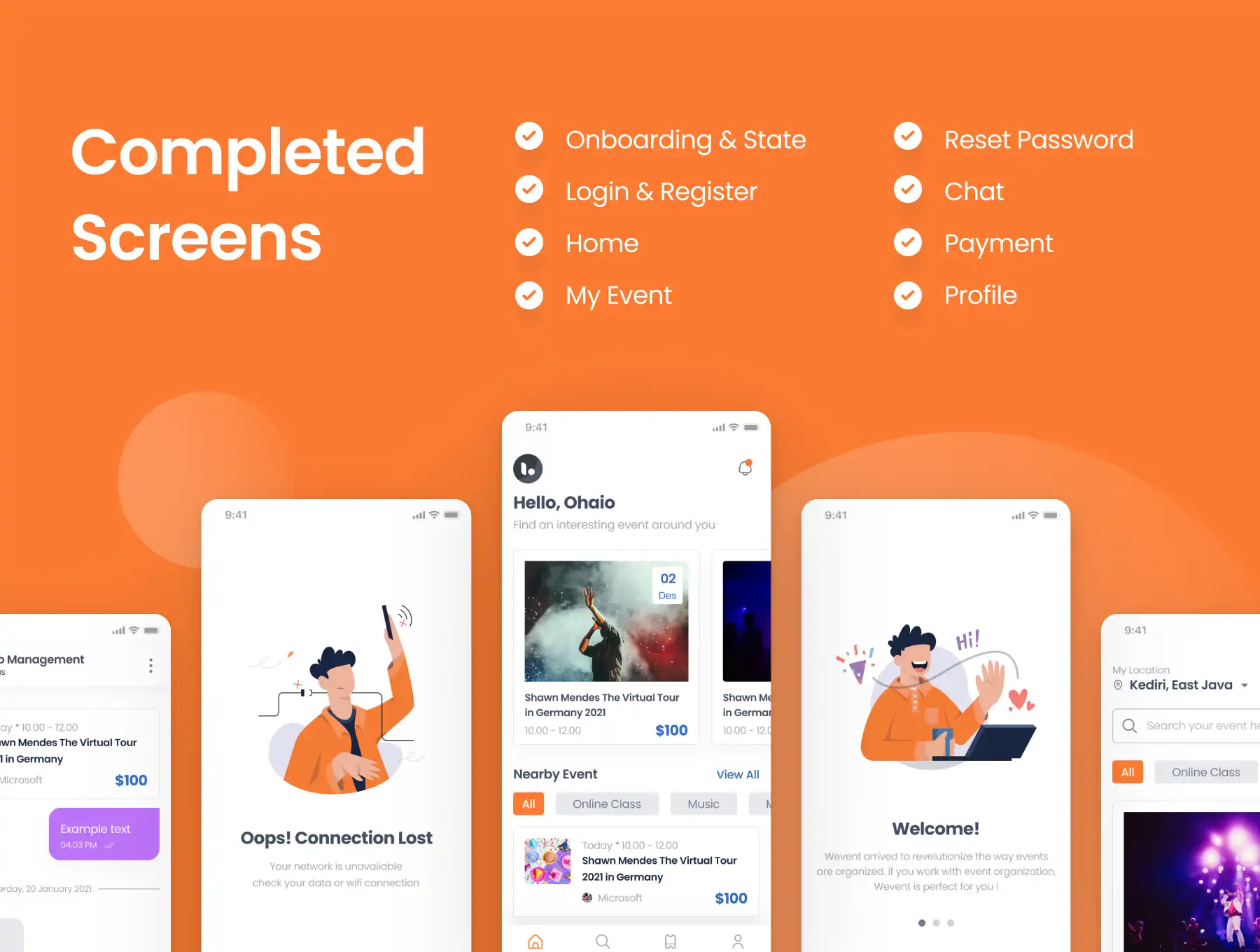 Wevent - Event Booking App UI Kit - Free Download