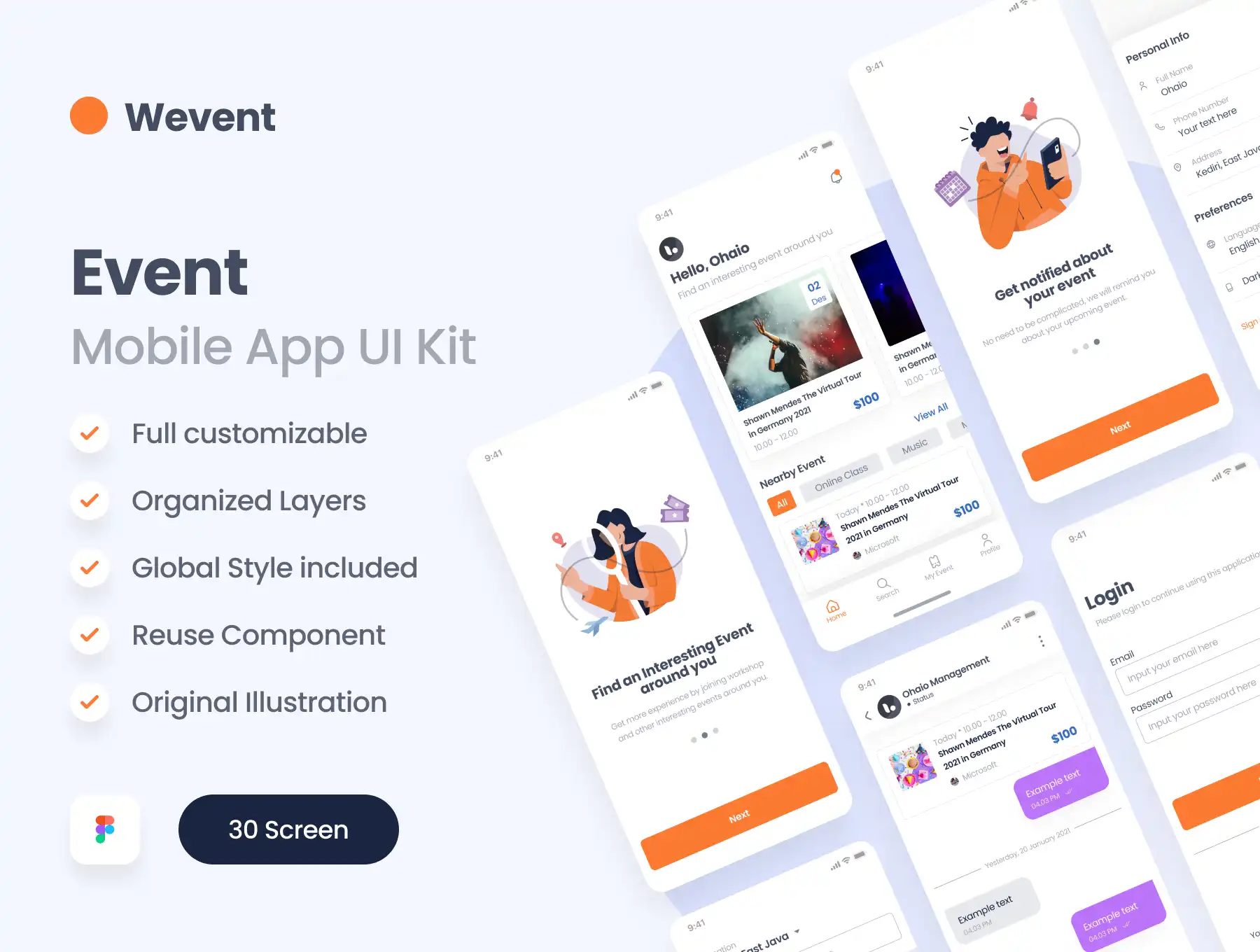 Wevent - Event Booking App UI Kit - Free Download