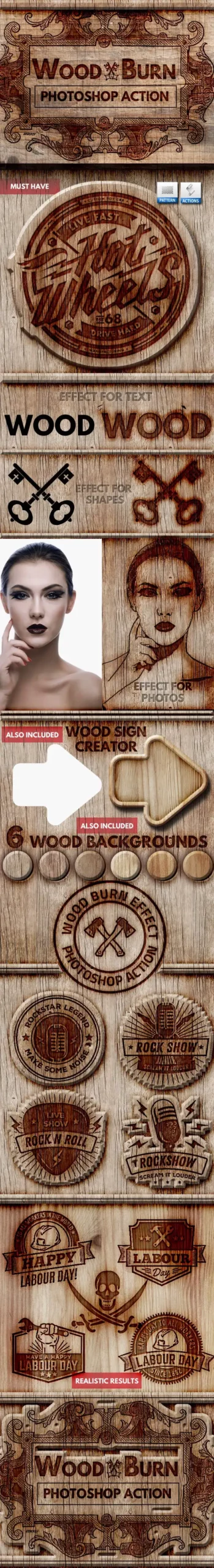 Wood Burn Effect Photoshop Action Free Download
