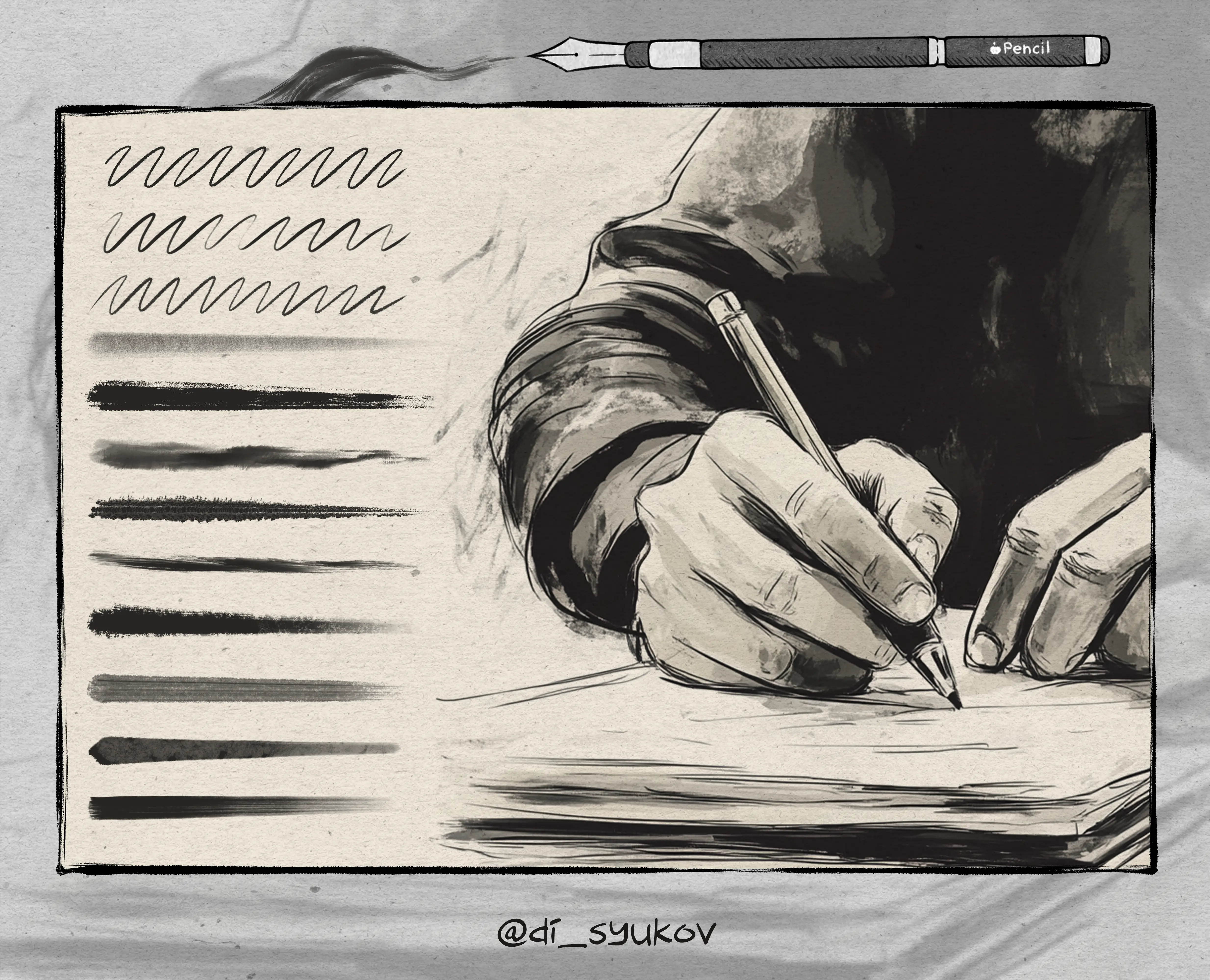 100 Ink Brushes For Procreate, Alcohol Markers, Paper Textures, Ink ...