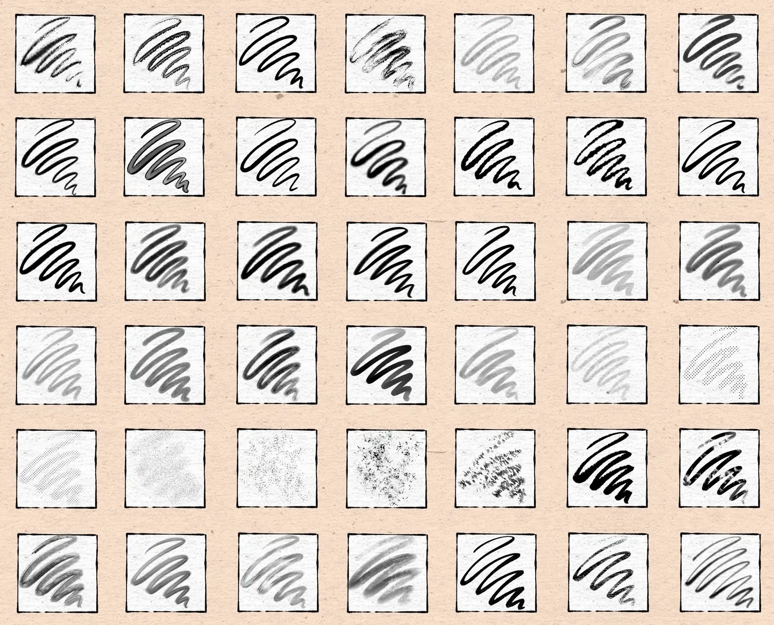 100 Ink Brushes For Procreate, Alcohol Markers, Paper Textures, Ink ...