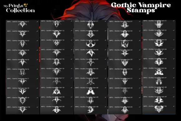 100+ Procreate Gothic Vampire Stamps - Brushes Pack