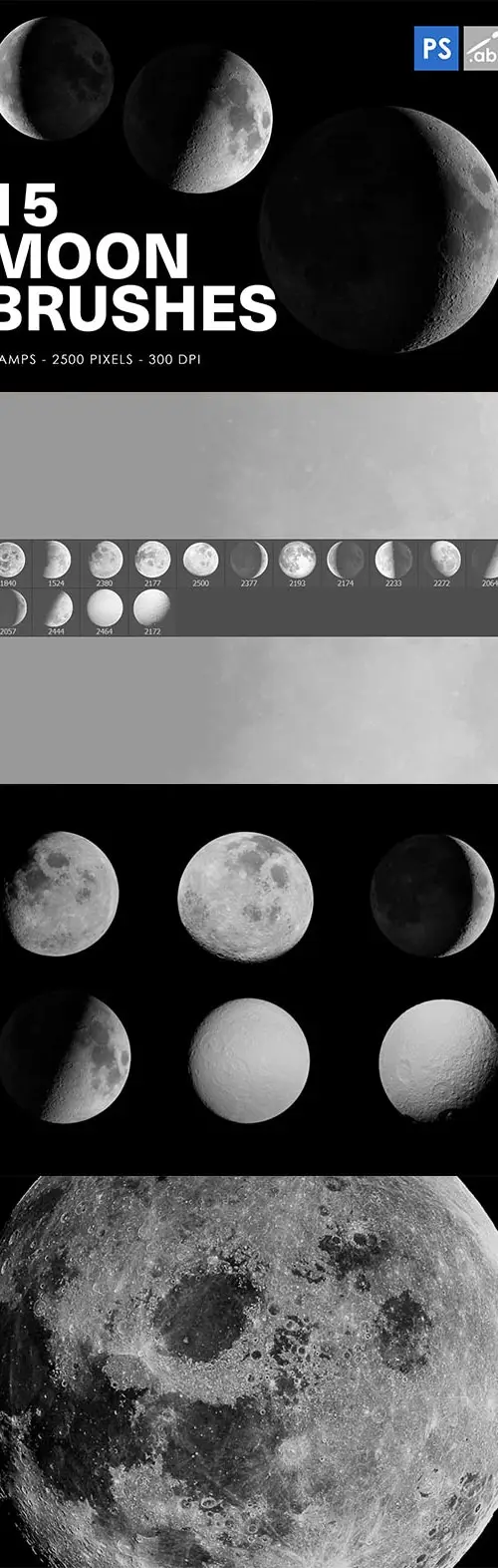 15 Moon Photoshop Stamp Brushes - Free Download