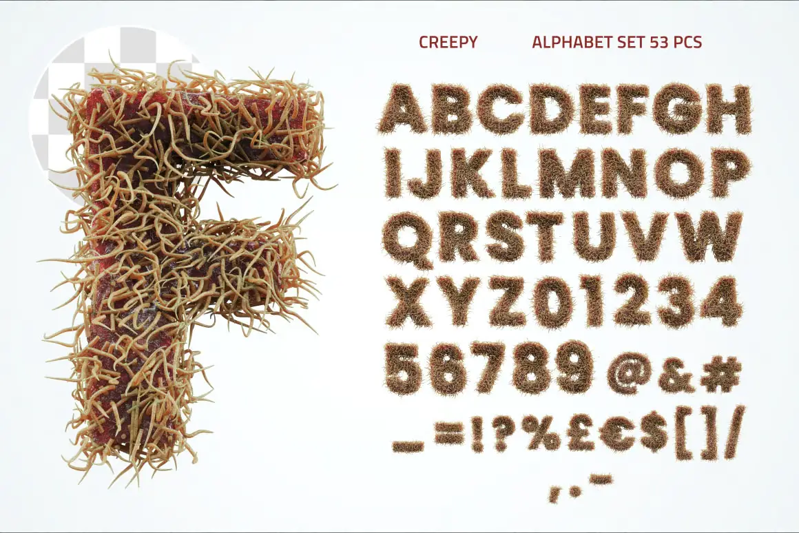 Creepy PNG Alphabet Free Download