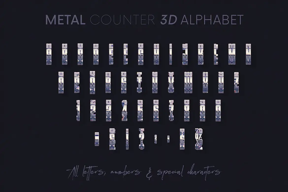 Metal Counter - 3D Lettering Free Download