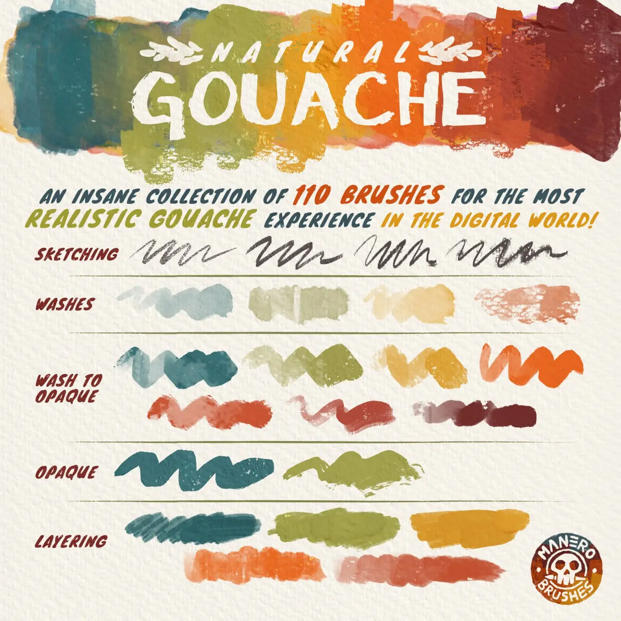 Natural Gouache Brush Set for Procreate Free Download