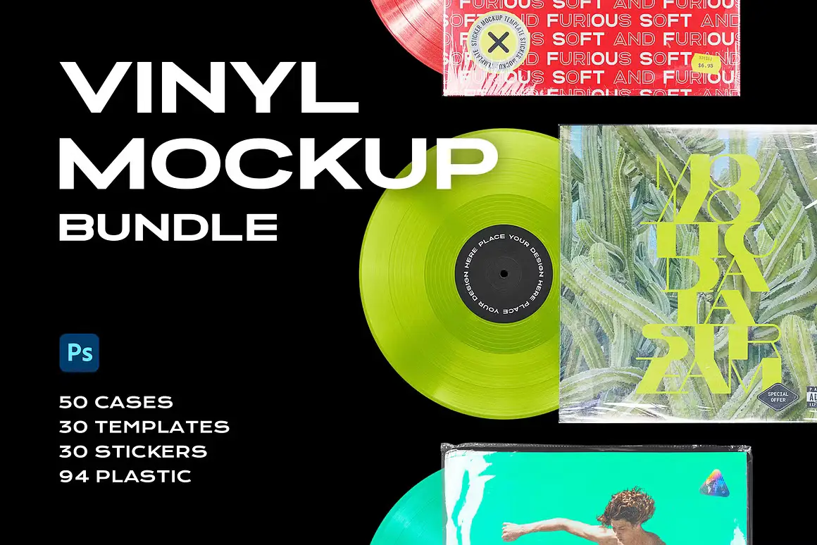 Vinyl Mockup Bundle Template Record Free Download