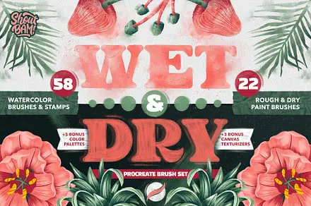 Wet & Dry Procreate Brush Set Free Download