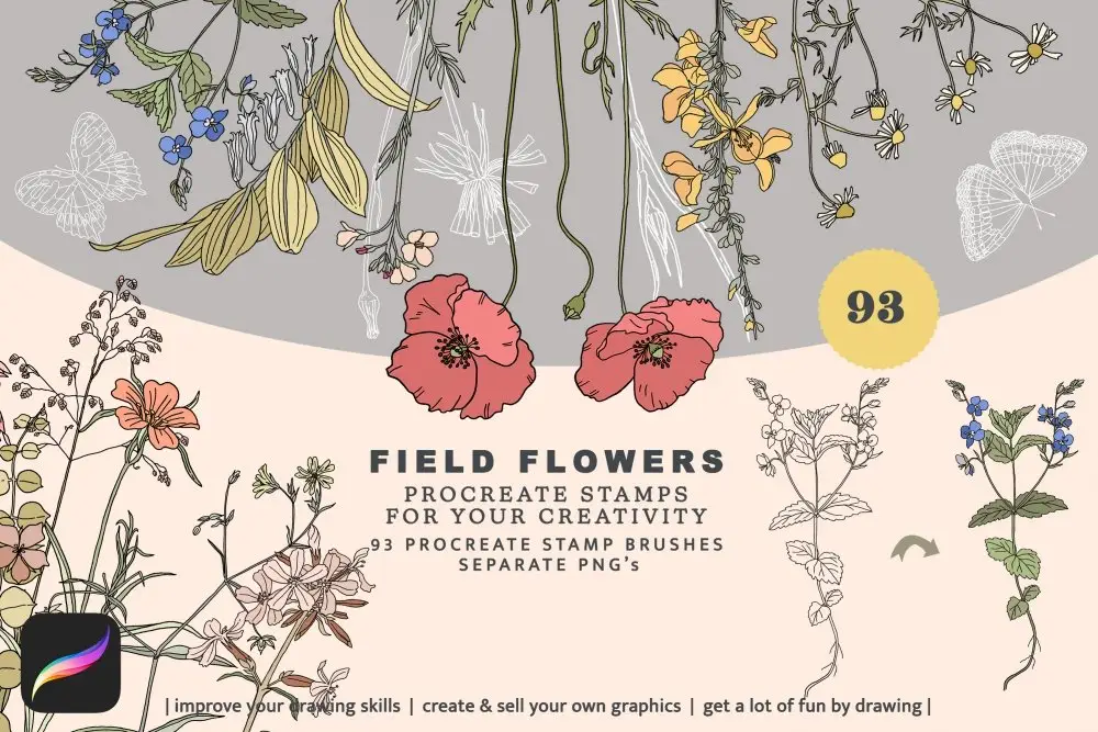 Wildflower Procreate Stamps And Clipart Free Download