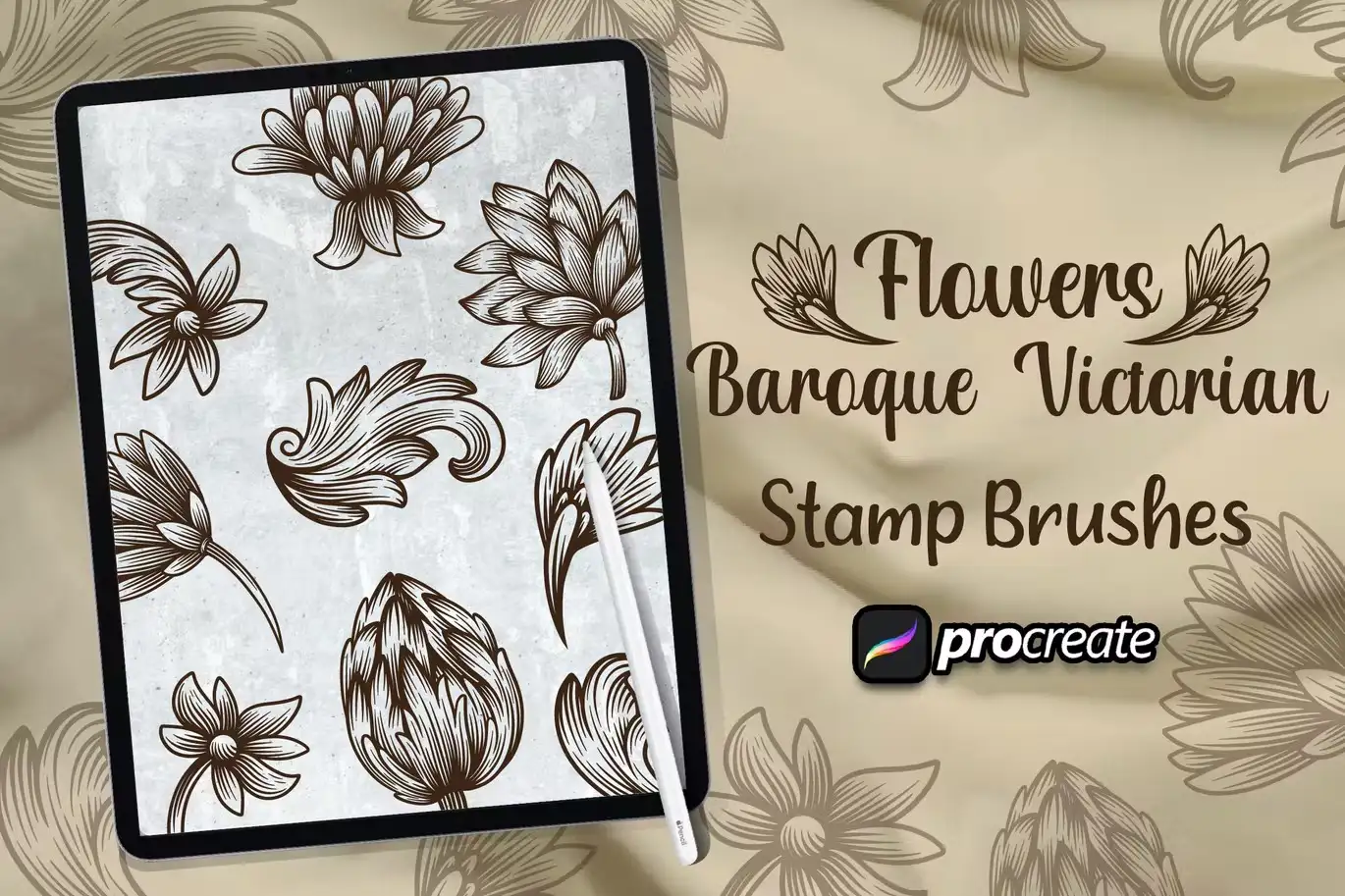 Flower Baroque Victorian Brush Stamp Procreate - Free Download