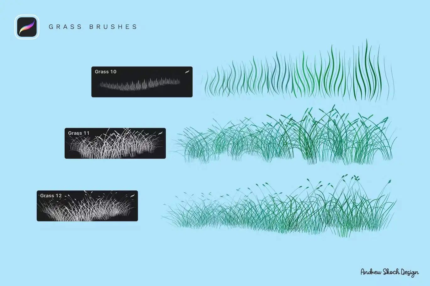 Grass Procreate Brushes - Brushes Pack