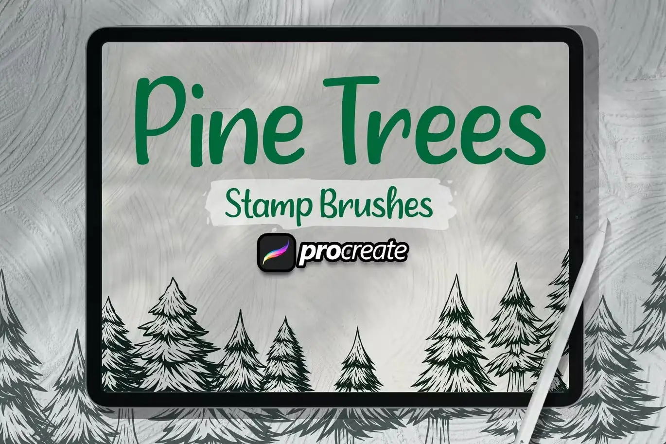 Pine Tree Brush Stamp Procreate - Free Download