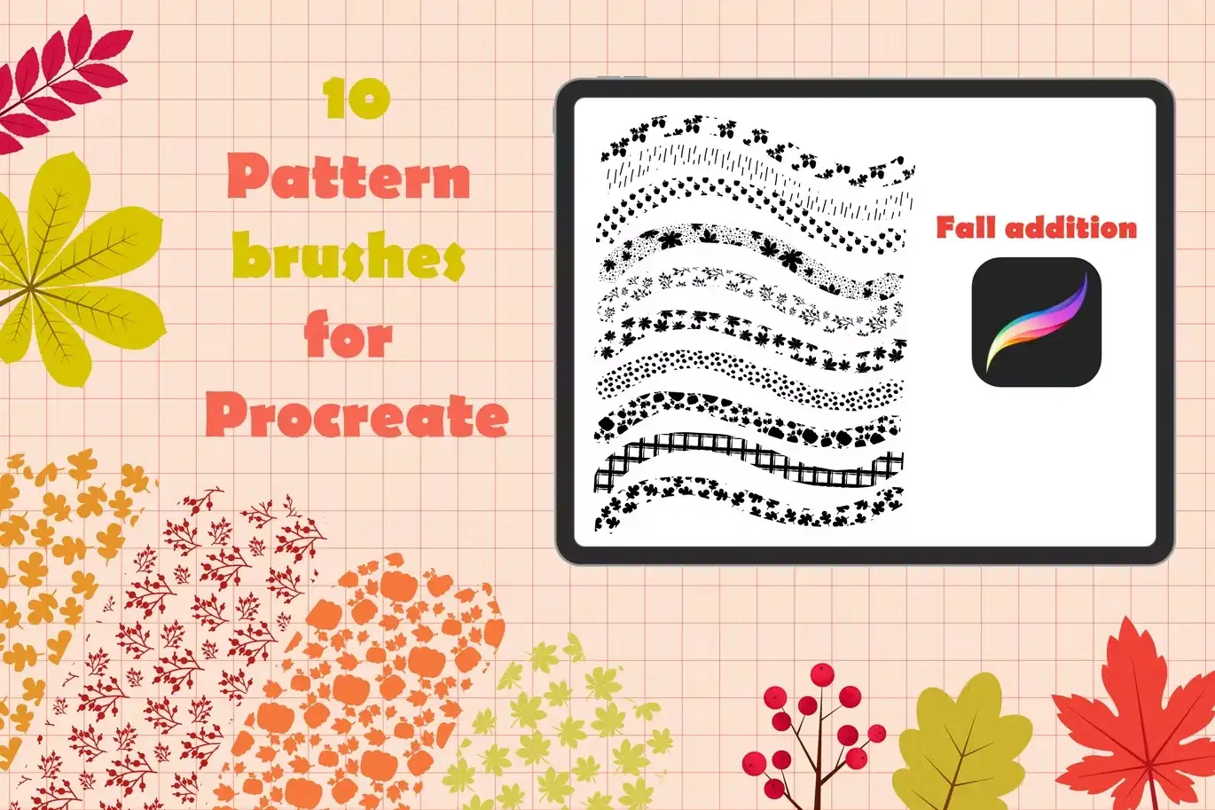 Procreate pattern brushes. Fall addition Free Download