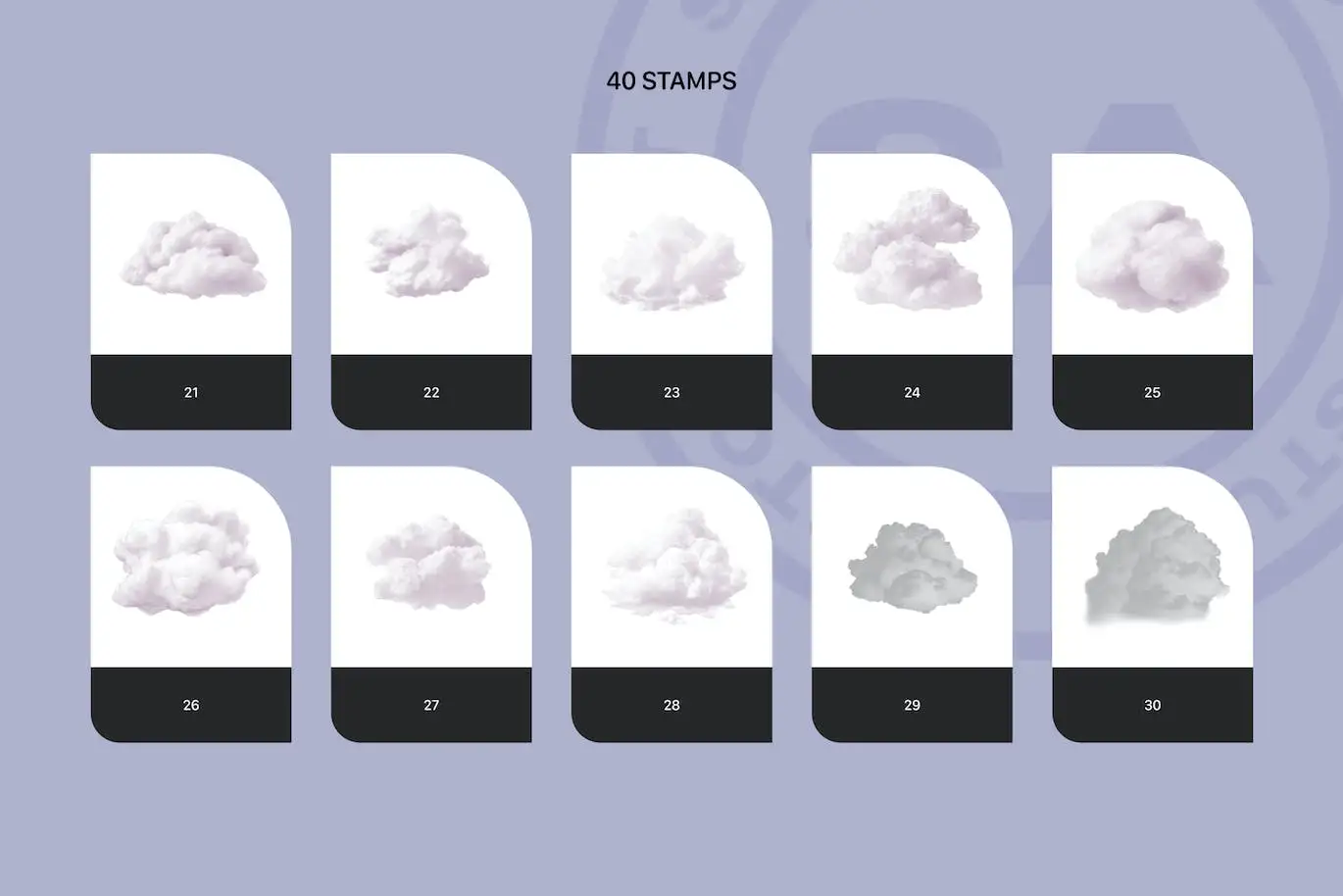 Realistic Clouds Stamps for Procreate - Free Download