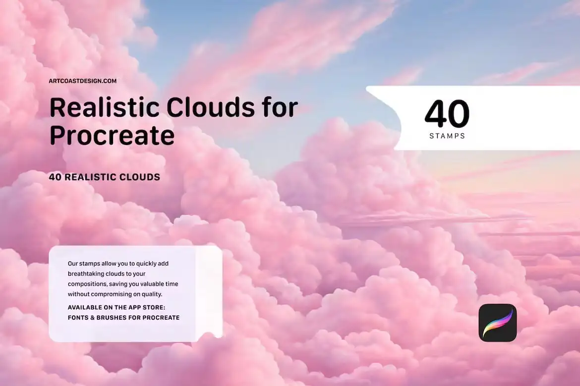Realistic Clouds Stamps for Procreate Free Download