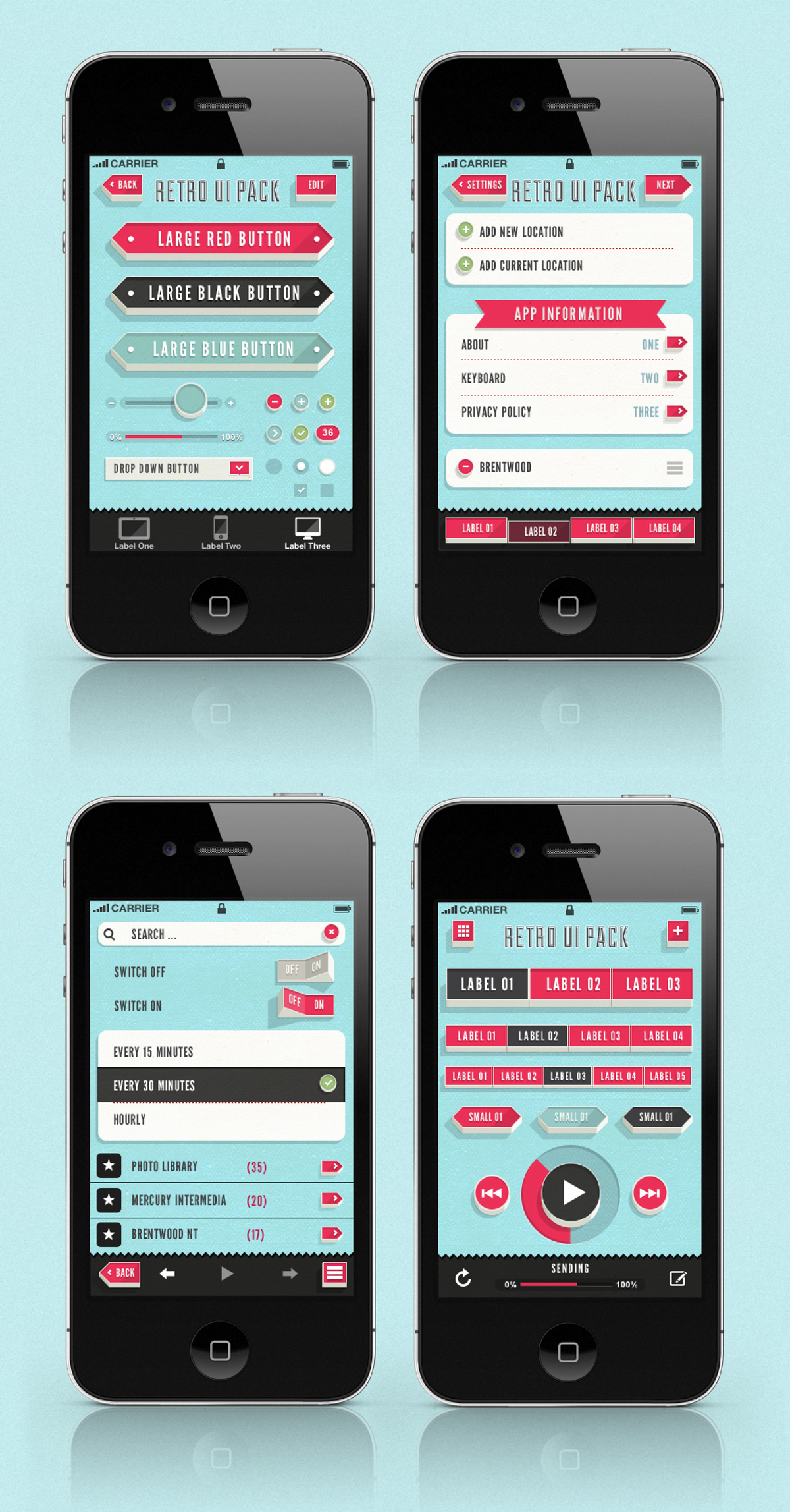 Retro iPhone App UI Kit Psd - Brushes Pack
