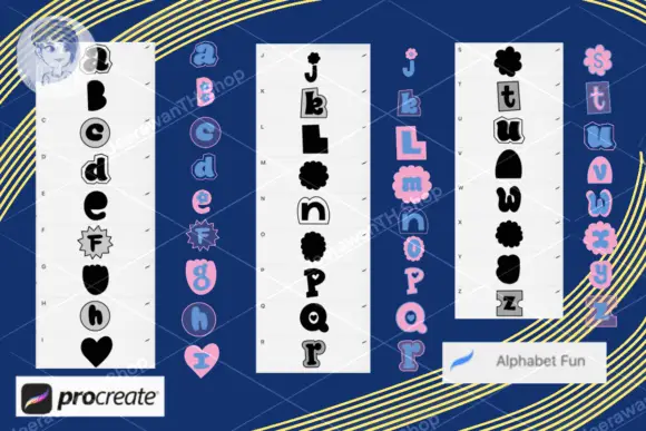 Alphabet Fun Brush for Procreate Free Download