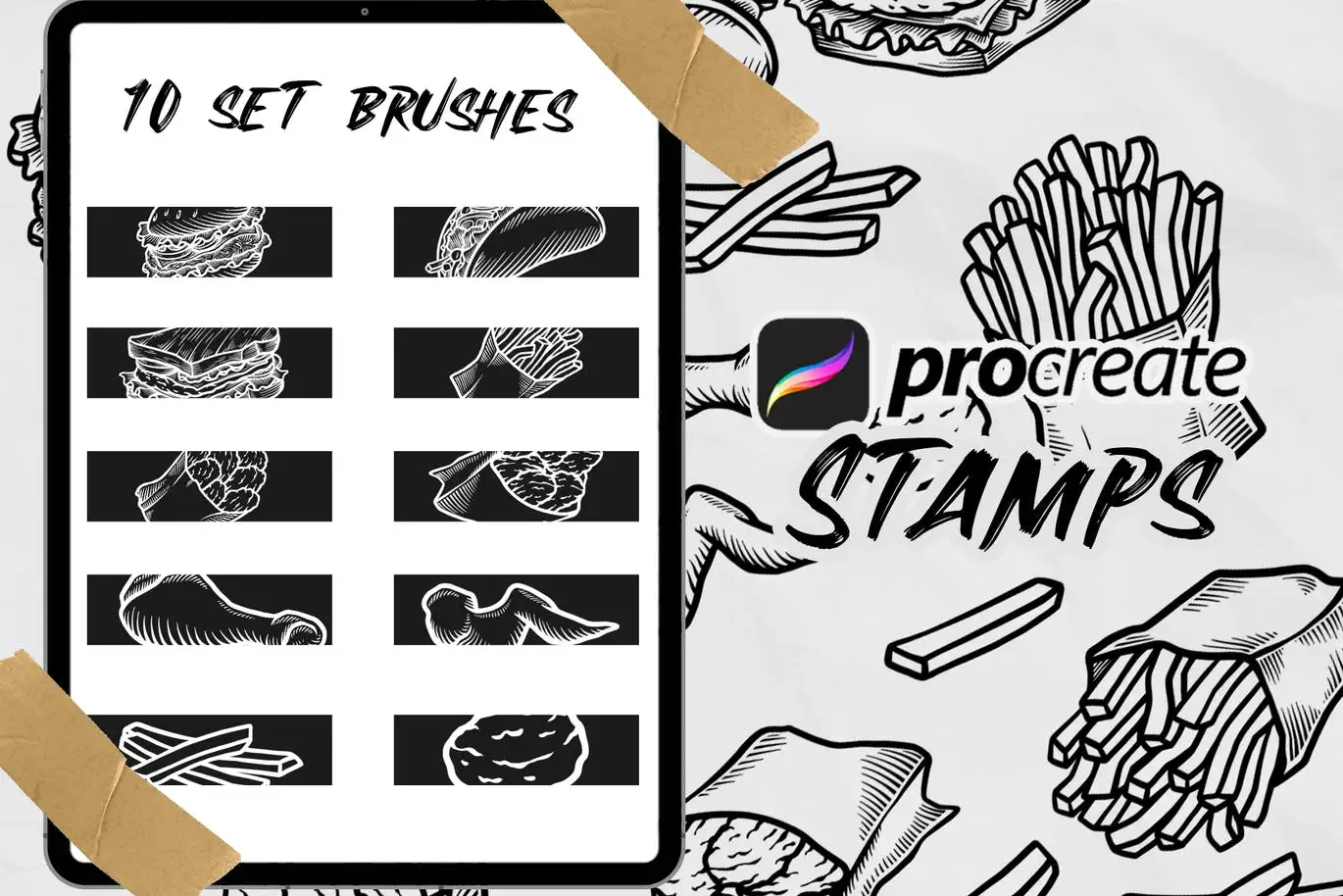 fast food vintage brush stamp Free Download