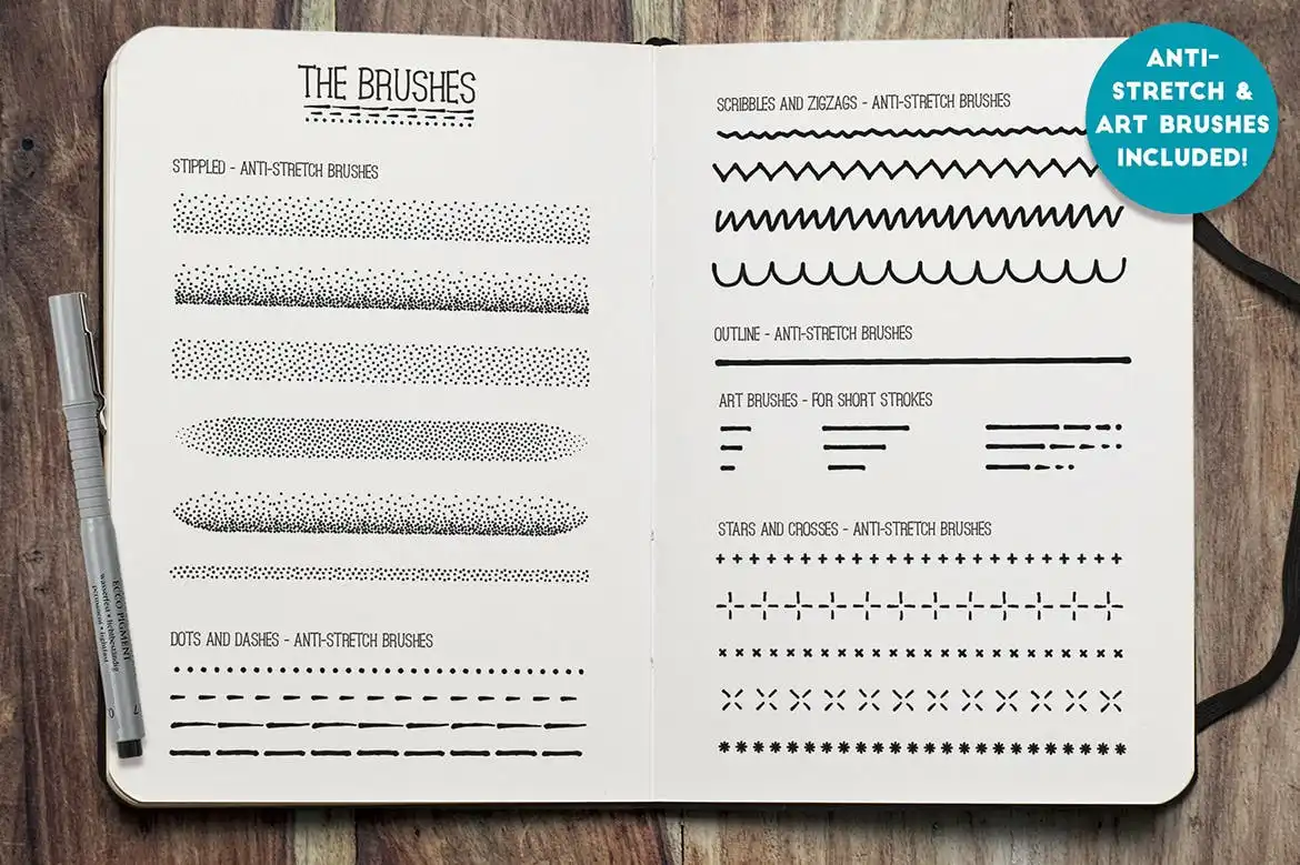 Fine Liner Brushes & Patterns Free Download