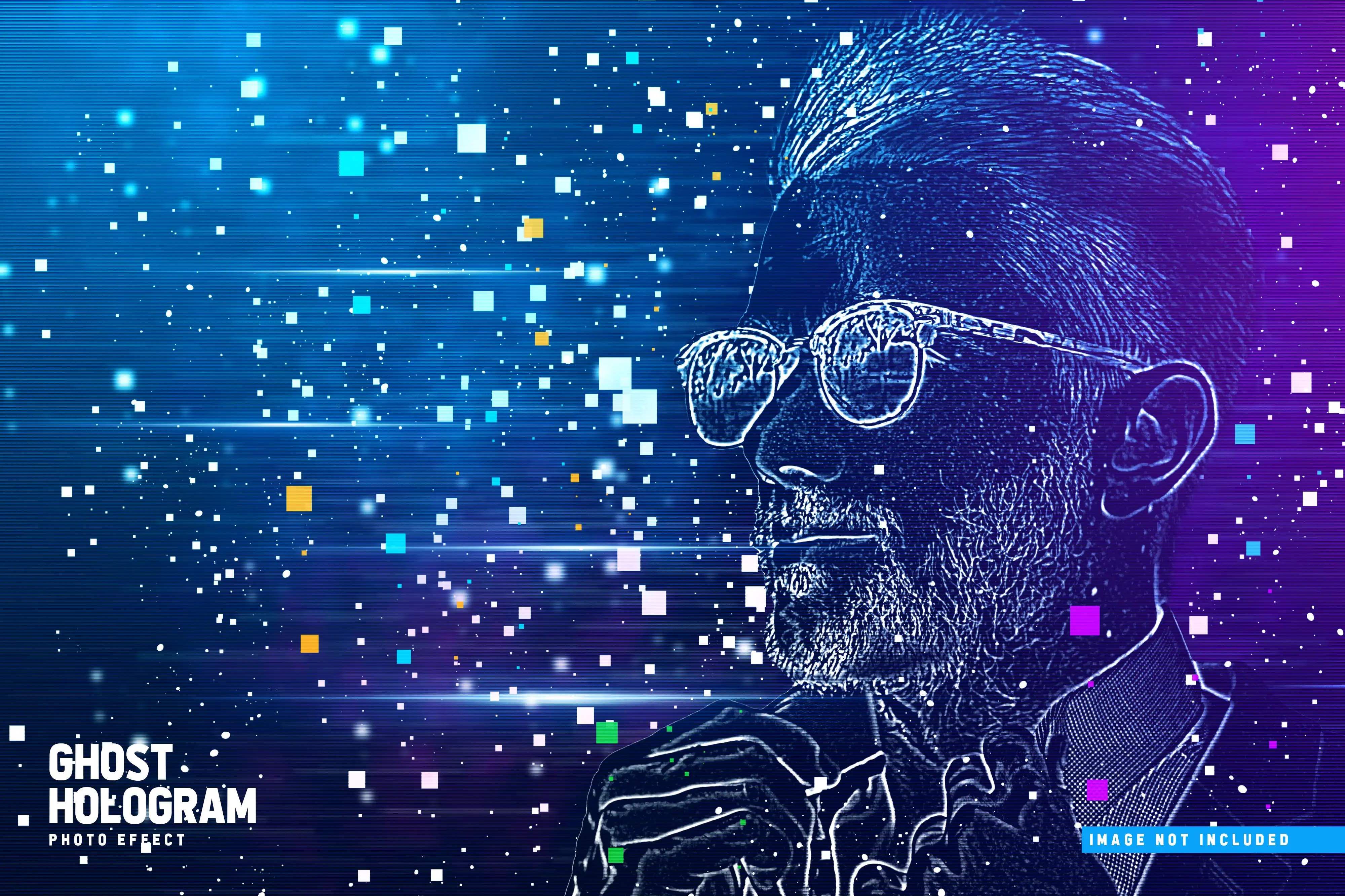 6 Hologram Glitch Photoshop Effects Free Download