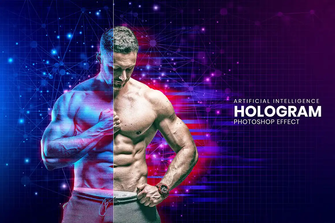 Hologram Photoshop Effect Mockup Free Download