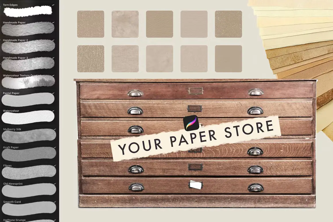 Paper Store Procreate Paper Textures - Brushes Pack